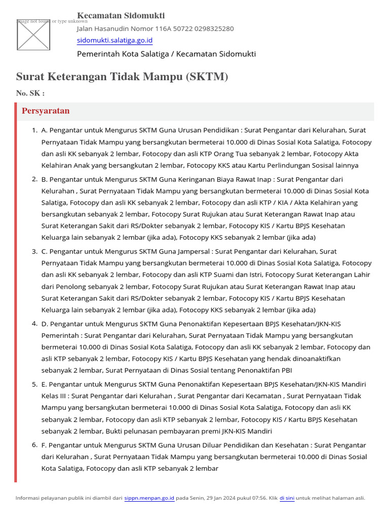 Surat Keterangan Tidak Mampu Sktm | PDF