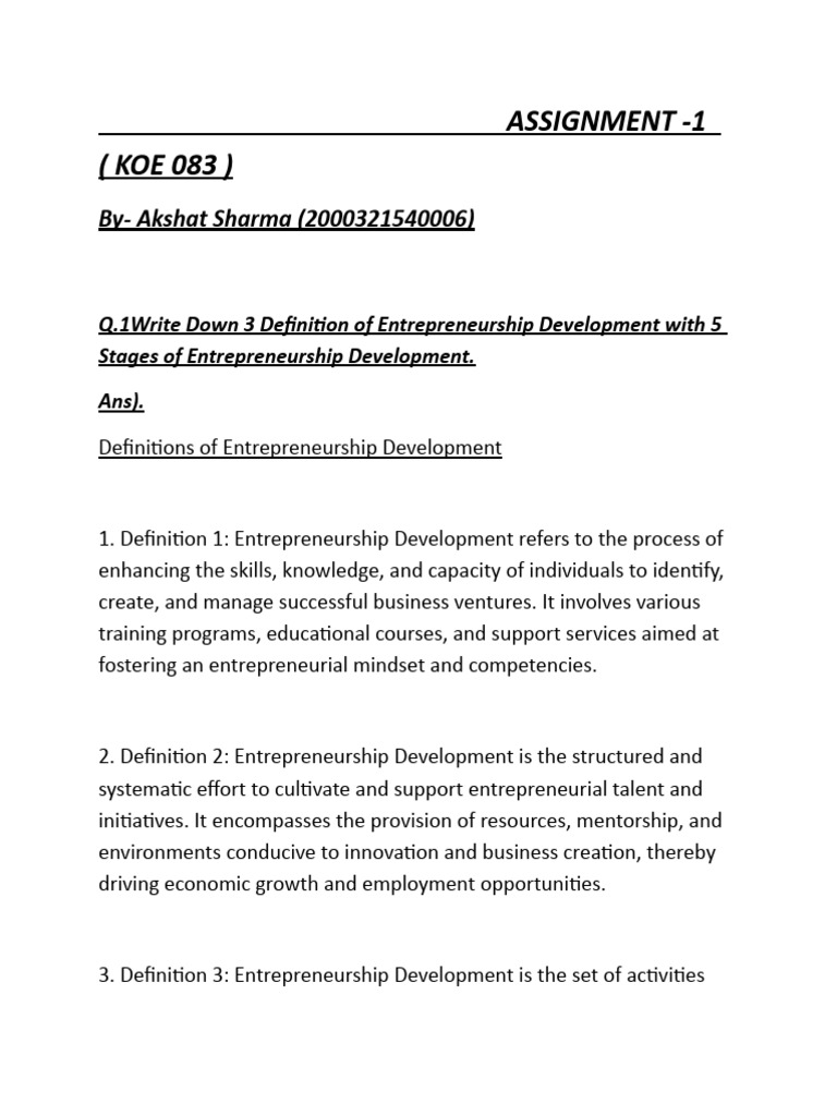 Harsh Bisht Assignment 1 | PDF | Entrepreneurship | Small And Medium Sized Enterprises