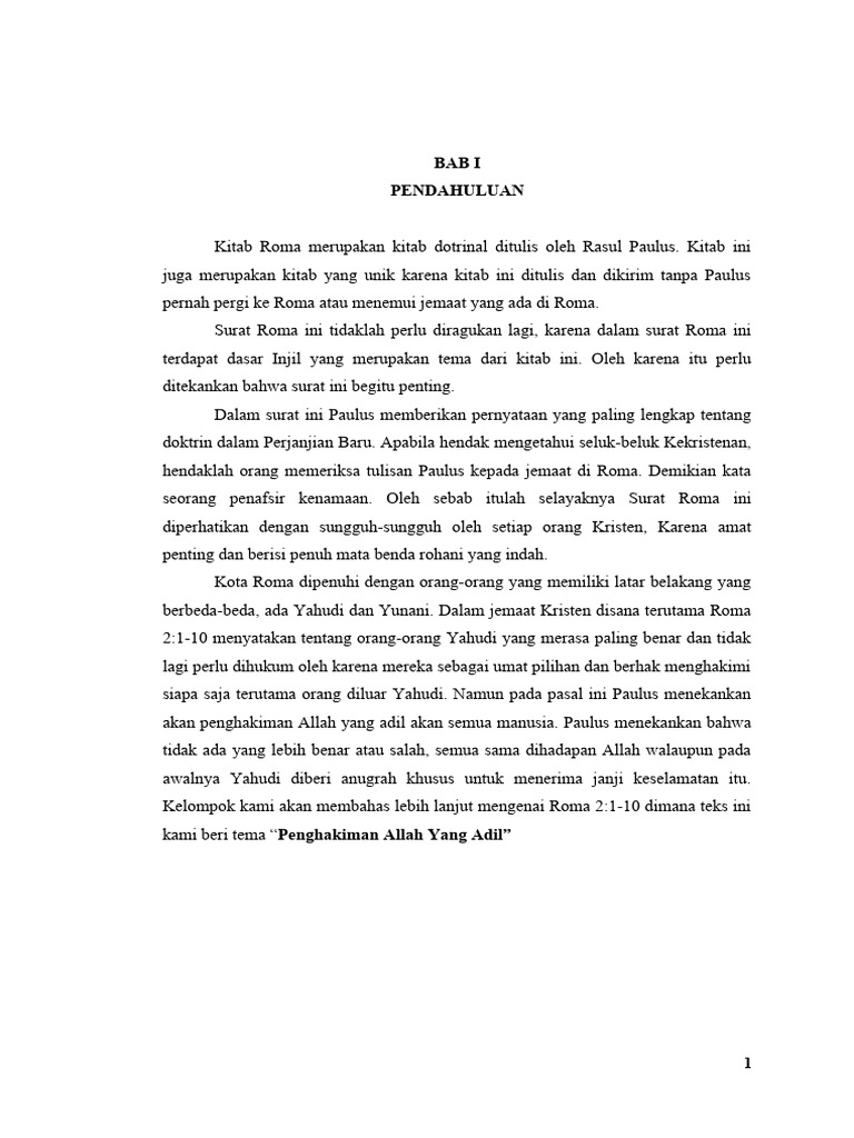 Paper Surat Roma Penghakiman Allah Yang | PDF