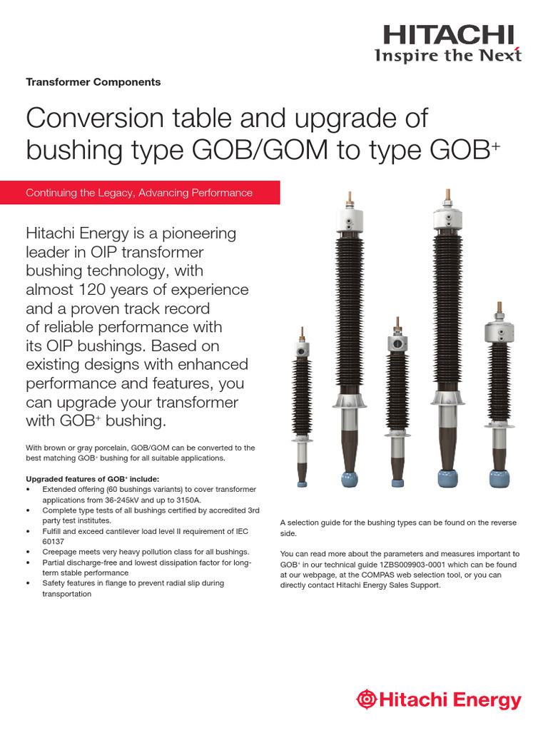 8DAL474830_en Conversion table and upgrade of bushing type GOB_GOM to type GOB_ | PDF ...