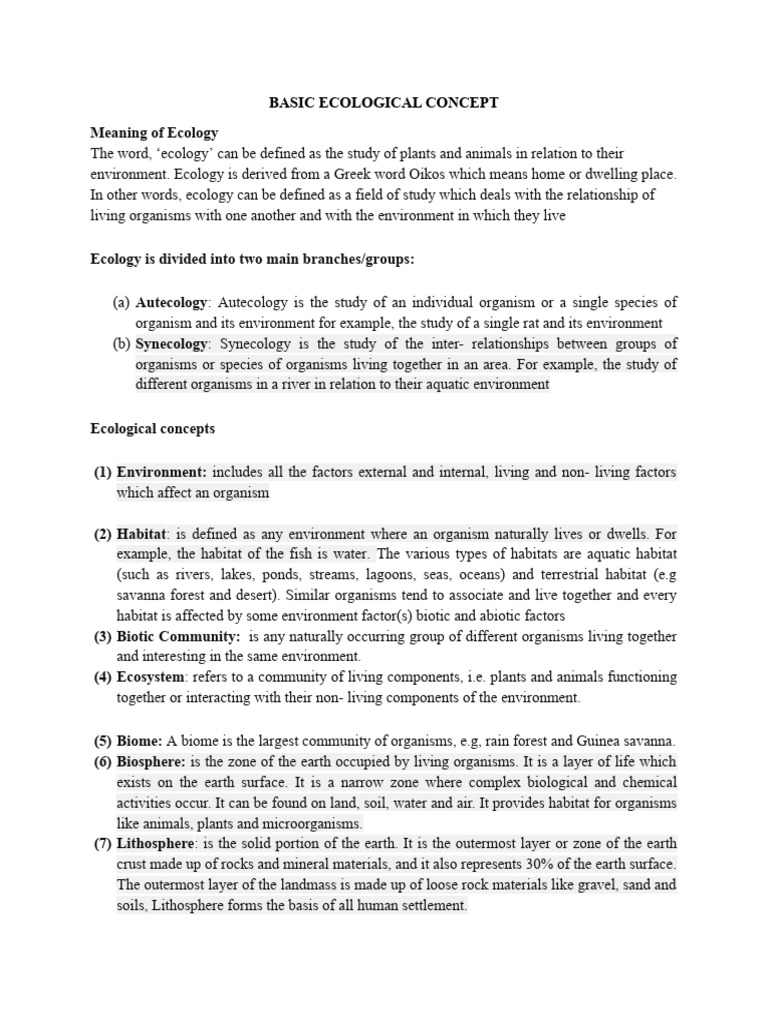 Basic Ecological Concept | PDF | Ecosystem | Earth