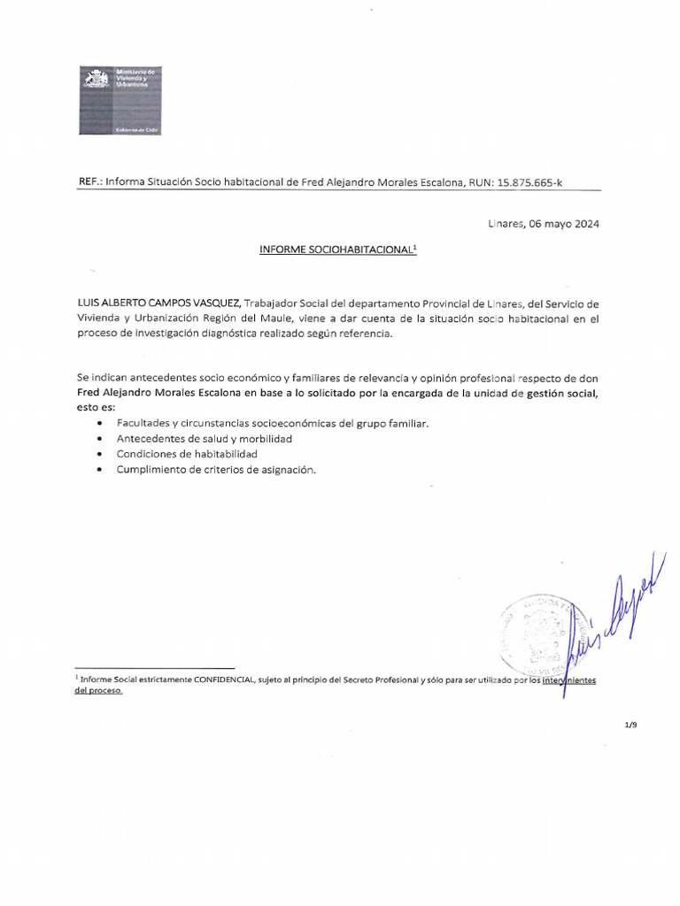 Informe Social Fred Morales Escalona PDF | PDF