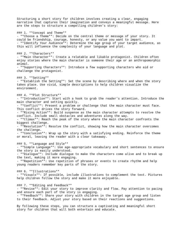 How To Write A Short Children's Story | PDF | Plot (Narrative)
