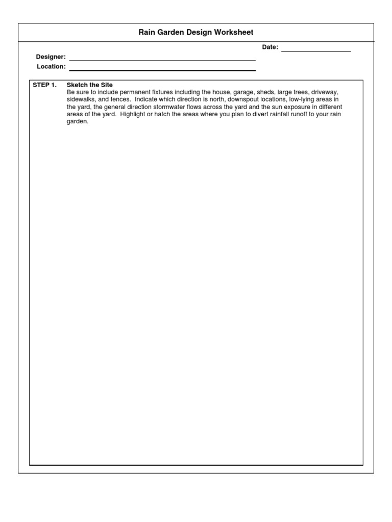 Rain Garden Design Worksheet Guide | PDF | Technology & Engineering