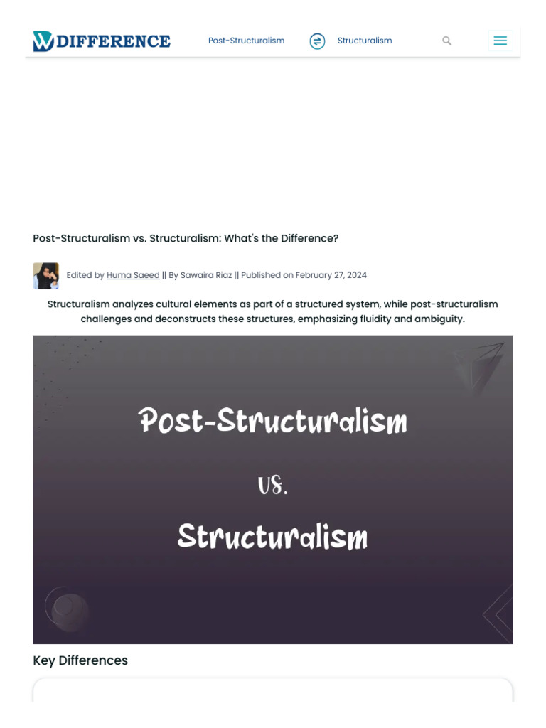 Post-Structuralism vs. Structuralism - What's The Difference | PDF ...