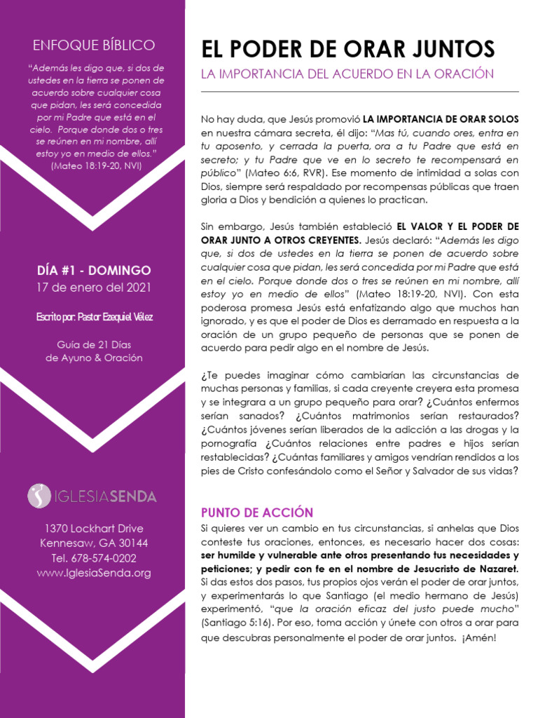 Dia+#1 2021 El+Poder+de+Orar+Juntos | Descargar gratis PDF | Oración | Creencia religiosa y doctrina