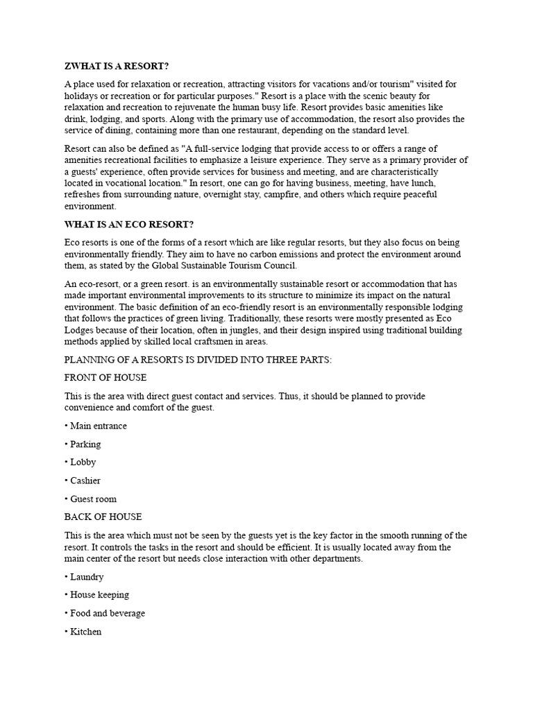 Eco Resort RSW | PDF | Resort | Tourism