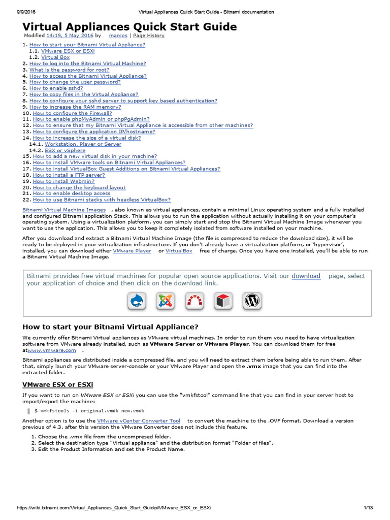 Virtual Appliances Quick Start Guide - Bitnami documentation | Download Free PDF | Secure Shell ...