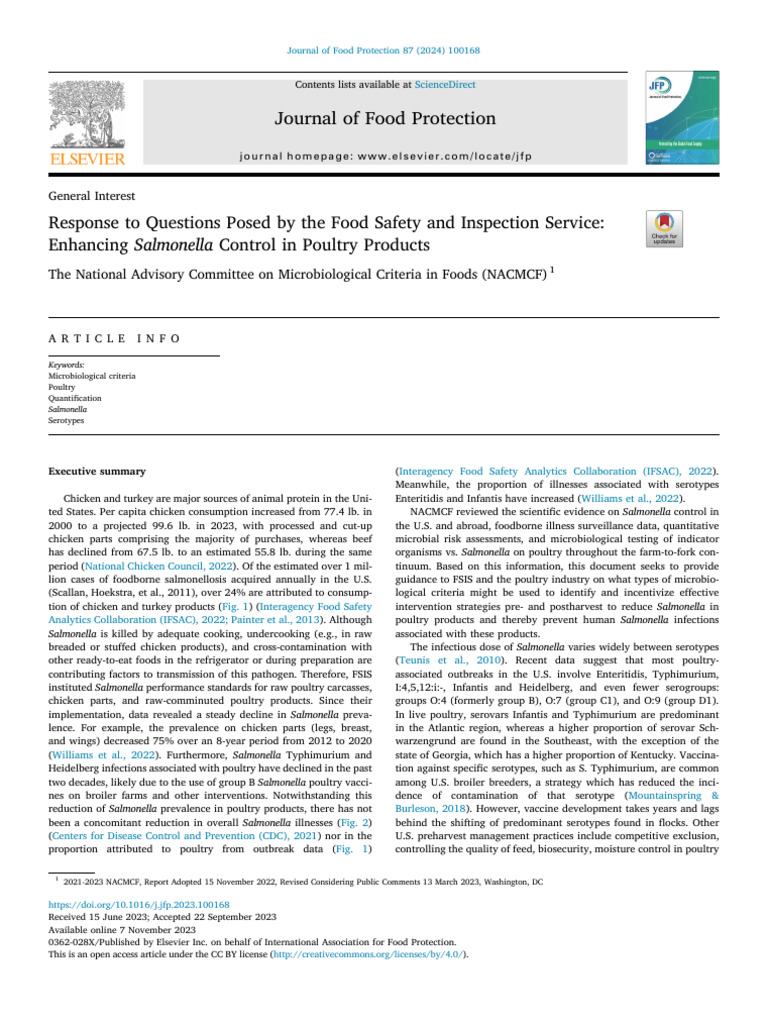 NACMCF Salmonella 2023 | PDF | Salmonella | Food Safety