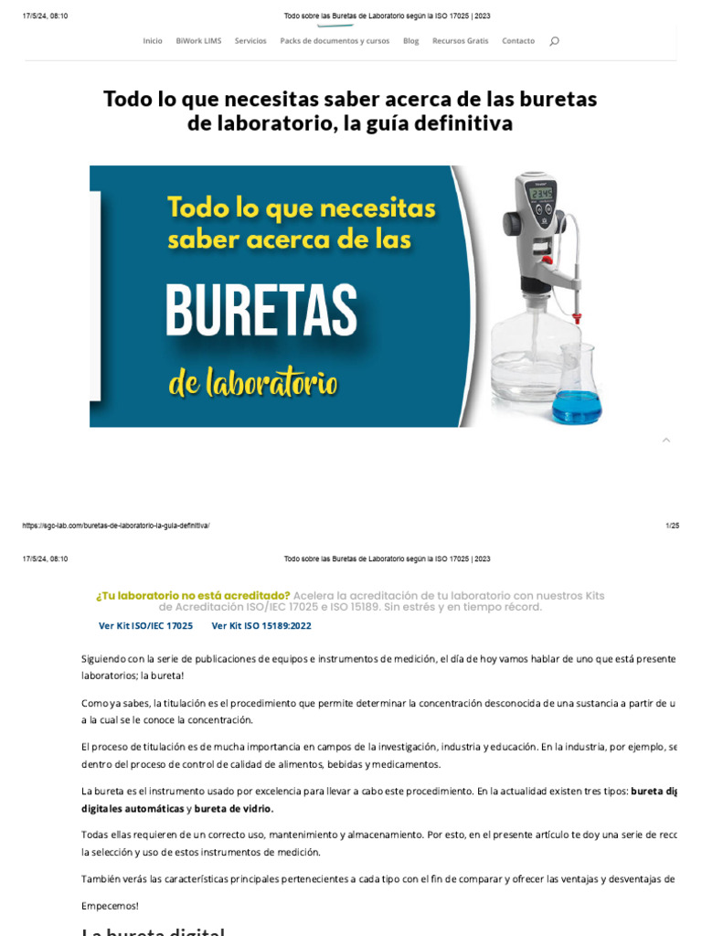 Guía Completa sobre Buretas de Laboratorio | PDF | Laboratorios ...