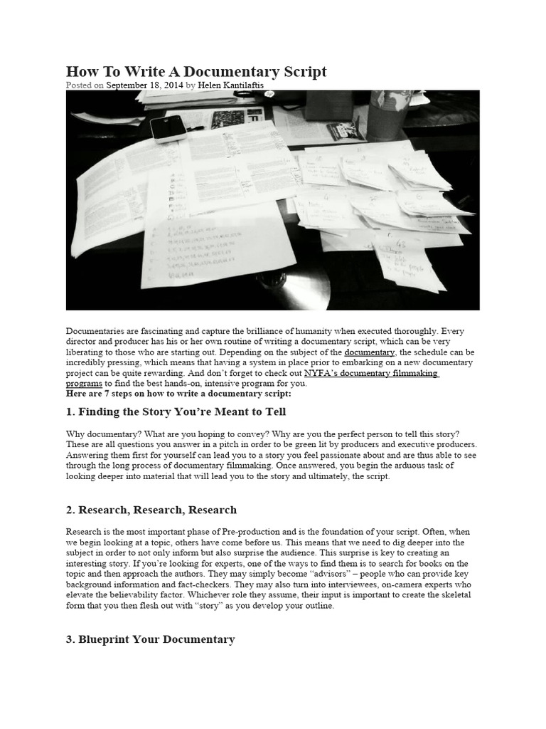 Documentary Scriptwriting Guide | PDF | Filmmaking | Documentary Film