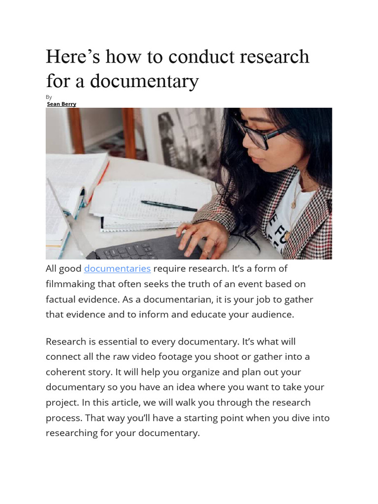 Documentary Research | PDF | Documentary Film | Information