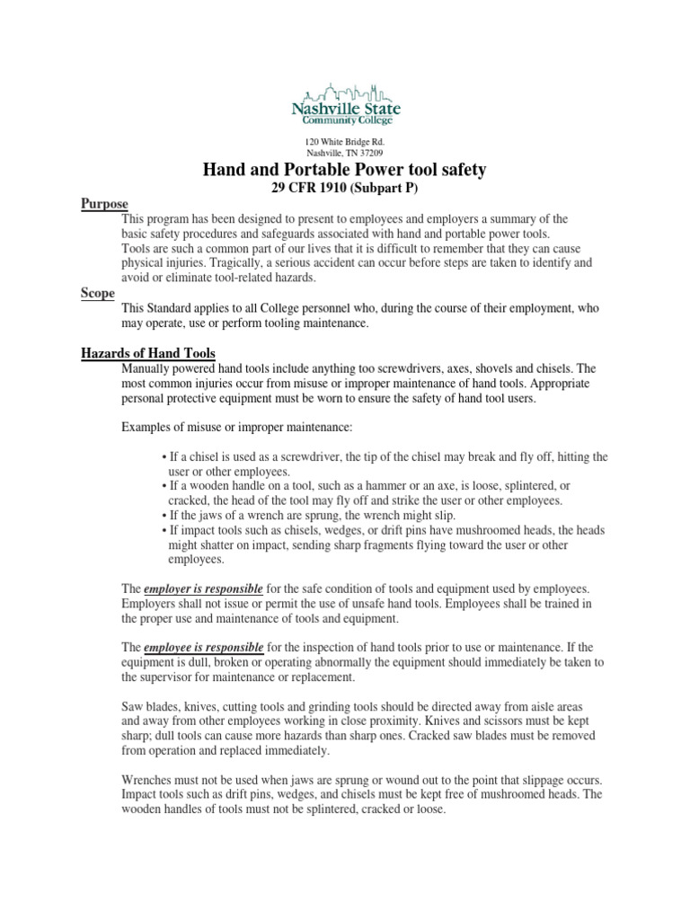 Hand Power Tool Safety | PDF | Grinding (Abrasive Cutting) | Insulator ...