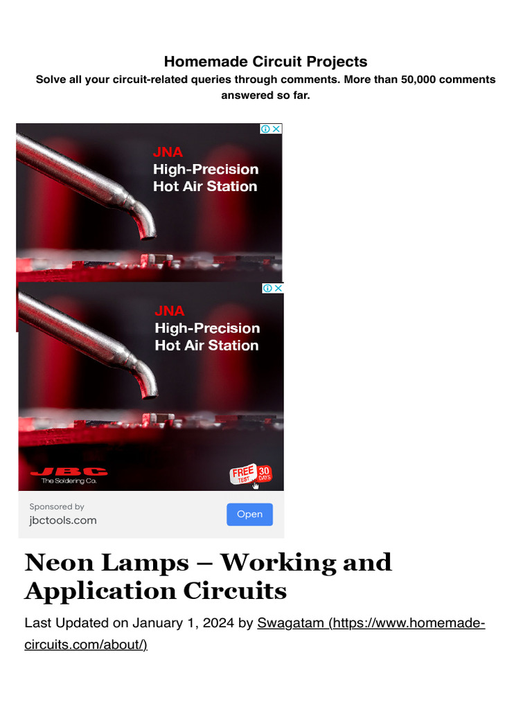 Simple Neon Lamp Circuits and Working Explained 2 | PDF | Capacitor ...