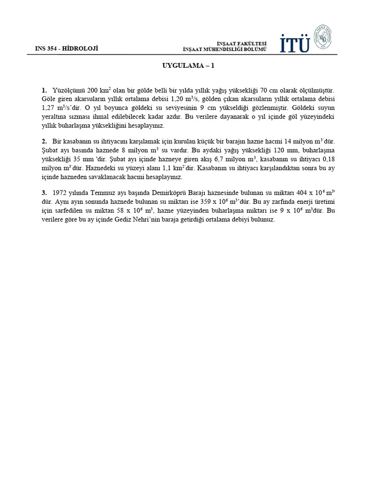 Hidroloji Uygulamalar | PDF