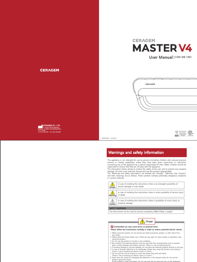 Ceragem Master V4 User Manual | PDF | Burn | Safety