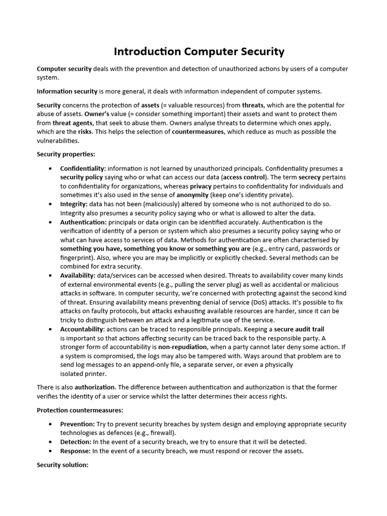 Riassunto Computer Security | PDF | Cryptography | Information Security