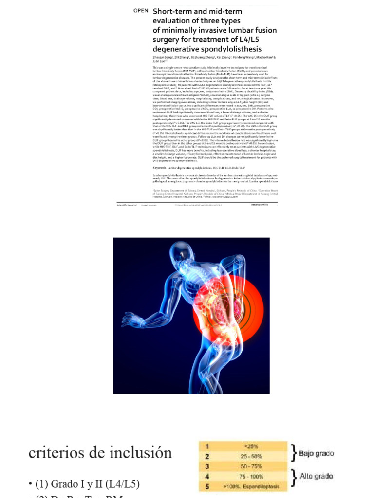 Comparativa de técnicas OLIF y TLIF | PDF | Endoscopia | Abdomen
