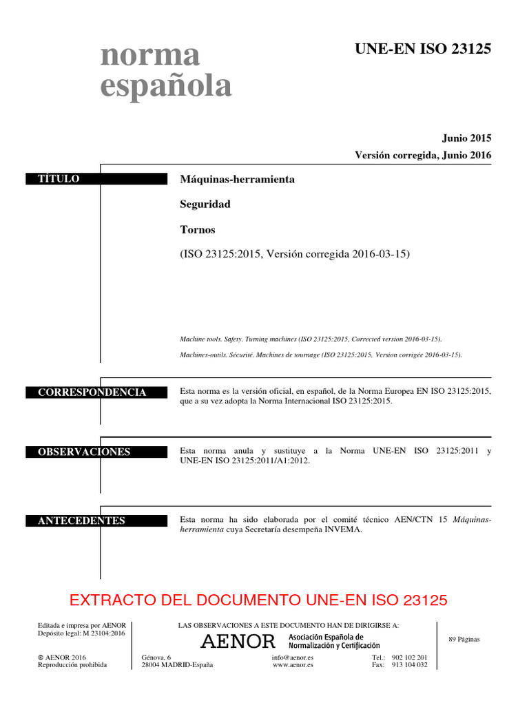 (EX) UNE-EN - ISO - 23125 2015 Torno | Descargar gratis PDF | Control ...