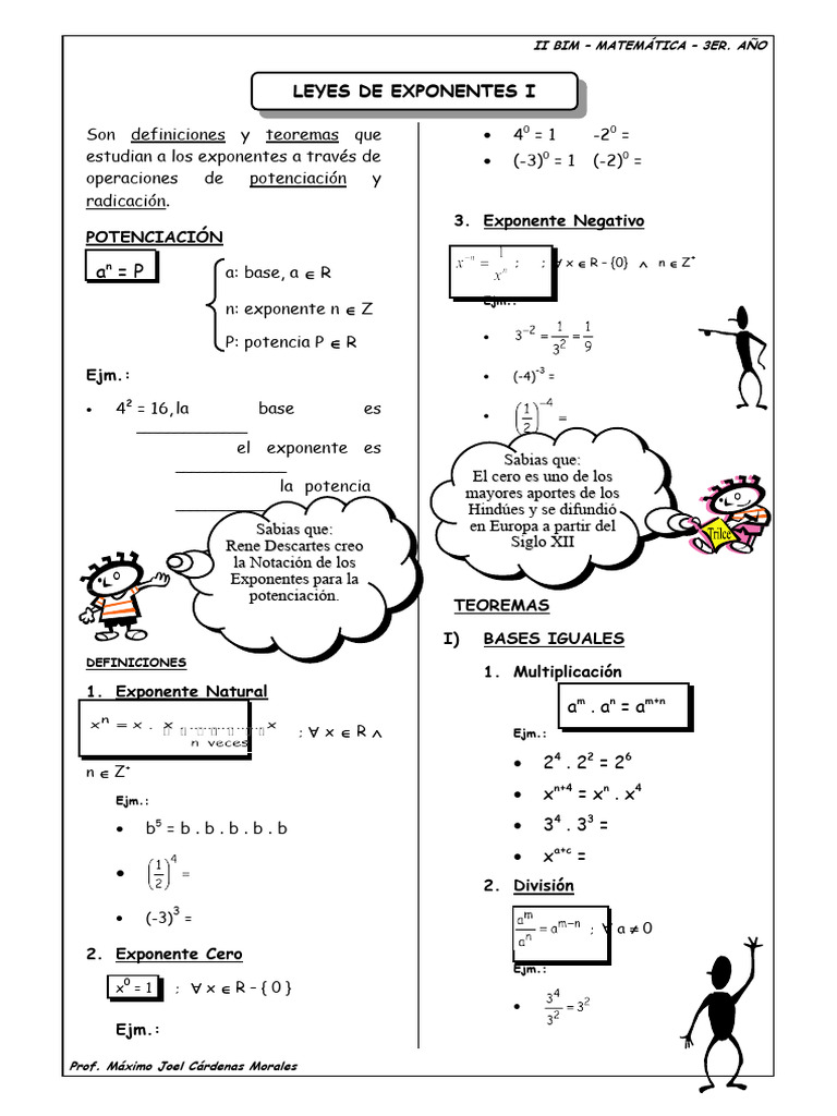 Leyes de Exponentes para Estudiantes | PDF | Exponenciación | Objetos ...