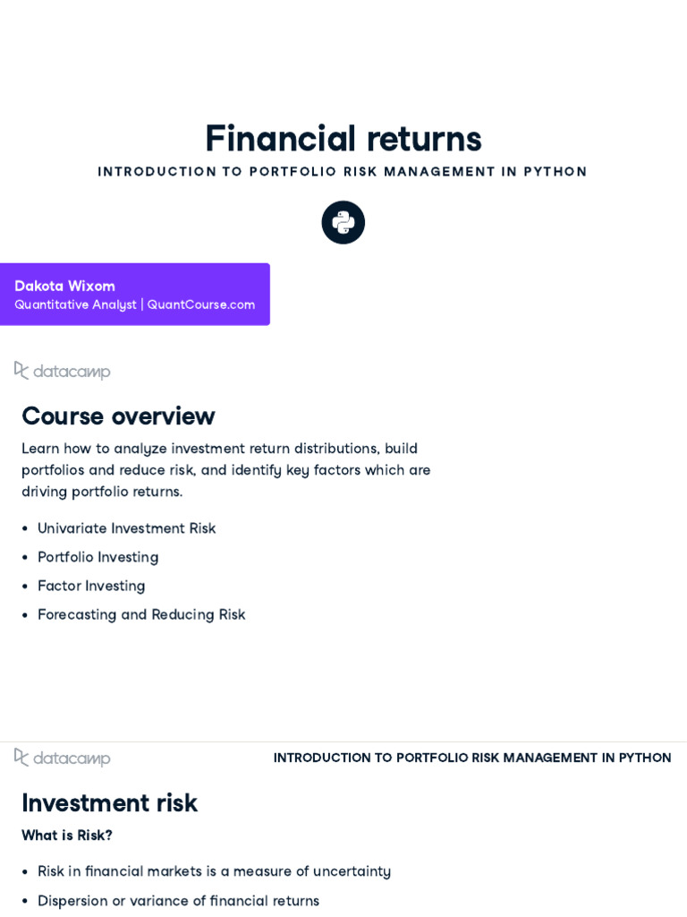 Applied Finance in Python | PDF | Modern Portfolio Theory | Financial Risk