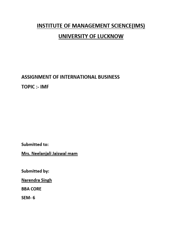 Narendra Ib Assignment | PDF | International Bank For Reconstruction And Development ...