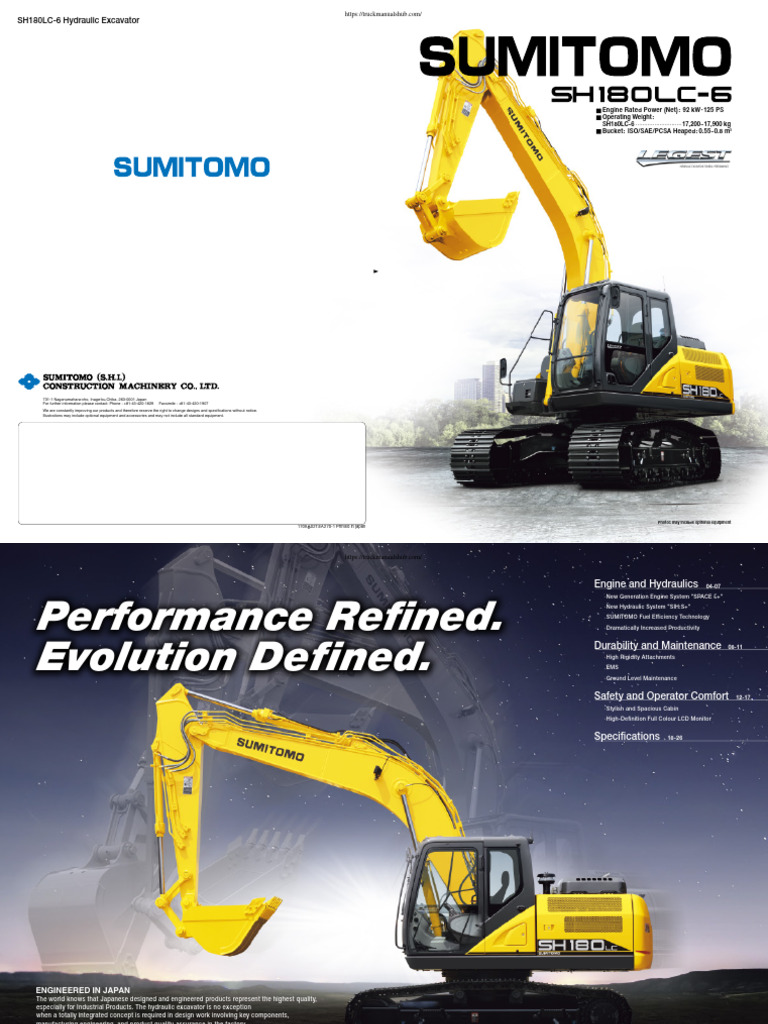 Sumitomo SH180LC-6 Specs | PDF | Engines | Fuel Efficiency
