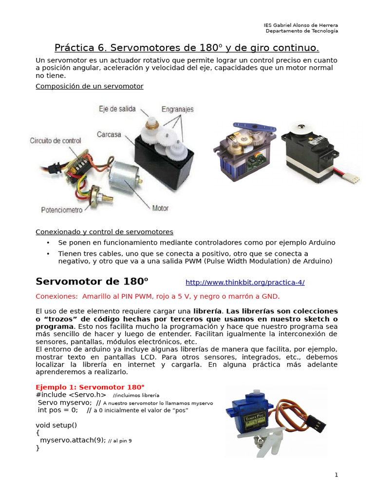 6 Servomotores 2324 | PDF | Arduino | Ingenieria Eléctrica