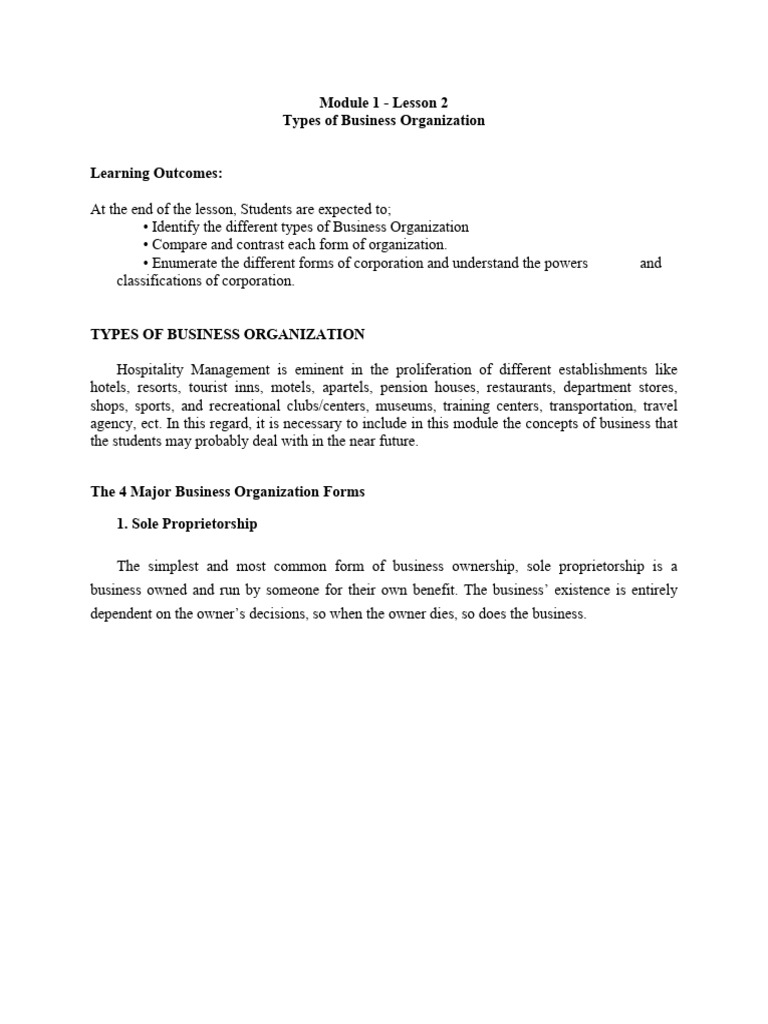 Types of Business Org HMC2 | PDF | Partnership | Corporations