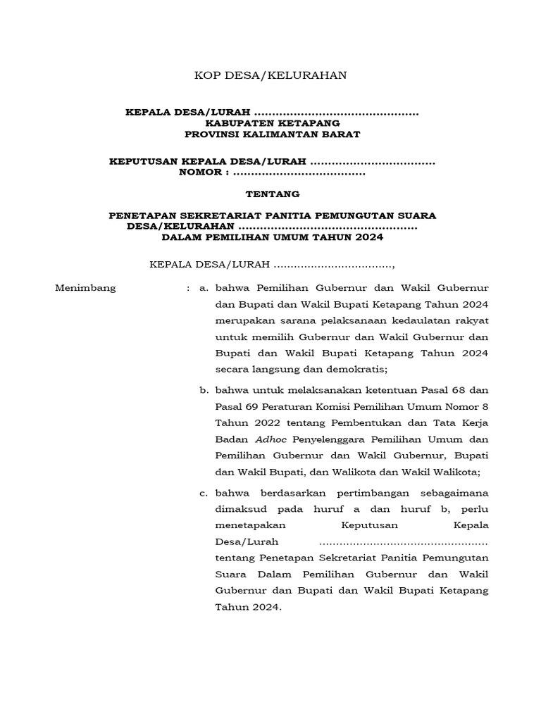 Template SK Kades | PDF