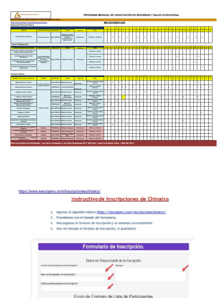 Programa Enero 22 Operaciones | PDF