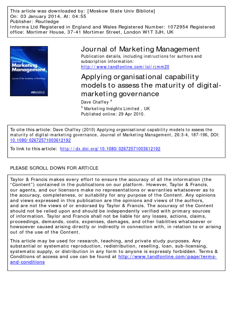 Chaffey 2010 | PDF | Digital Marketing | Strategic Management