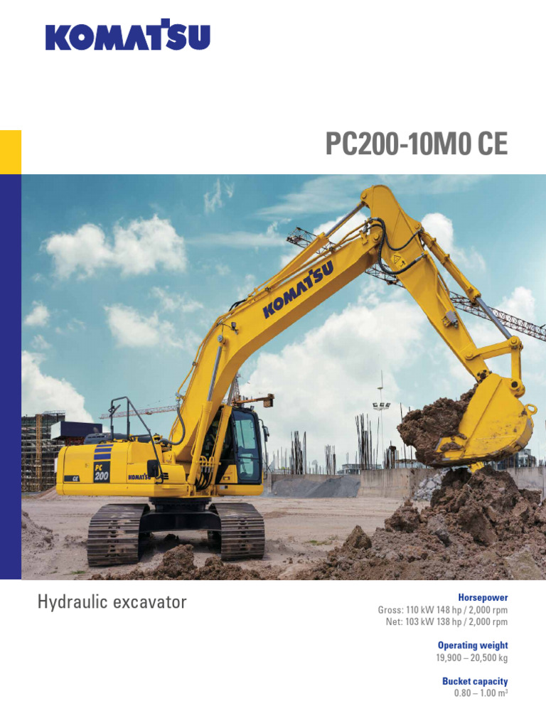Komatsu PC200-10M0 CE Excavator Specs | PDF | Horsepower | Engines