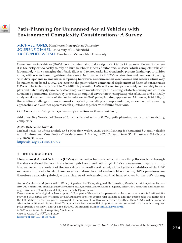 Path-Planning For Unmanned Aerial Vehicles With Environment Complexity Considerations: A Survey ...