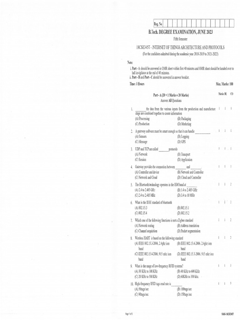 18cse345t Iot 1 | PDF