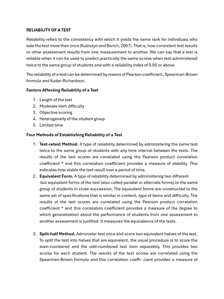 Unit 6 Reliability Group 8 | PDF | Scientific Method | Evaluation Methods