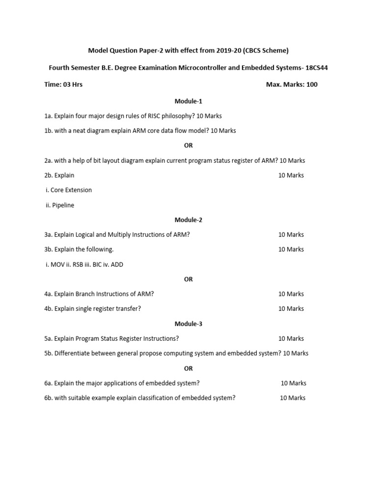 Microcontroller Exam Paper 2019-20 | PDF | Embedded System | System