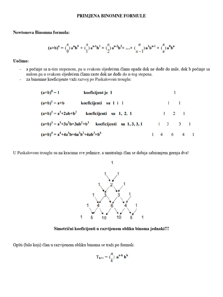 Primjena Binomne Formule | PDF