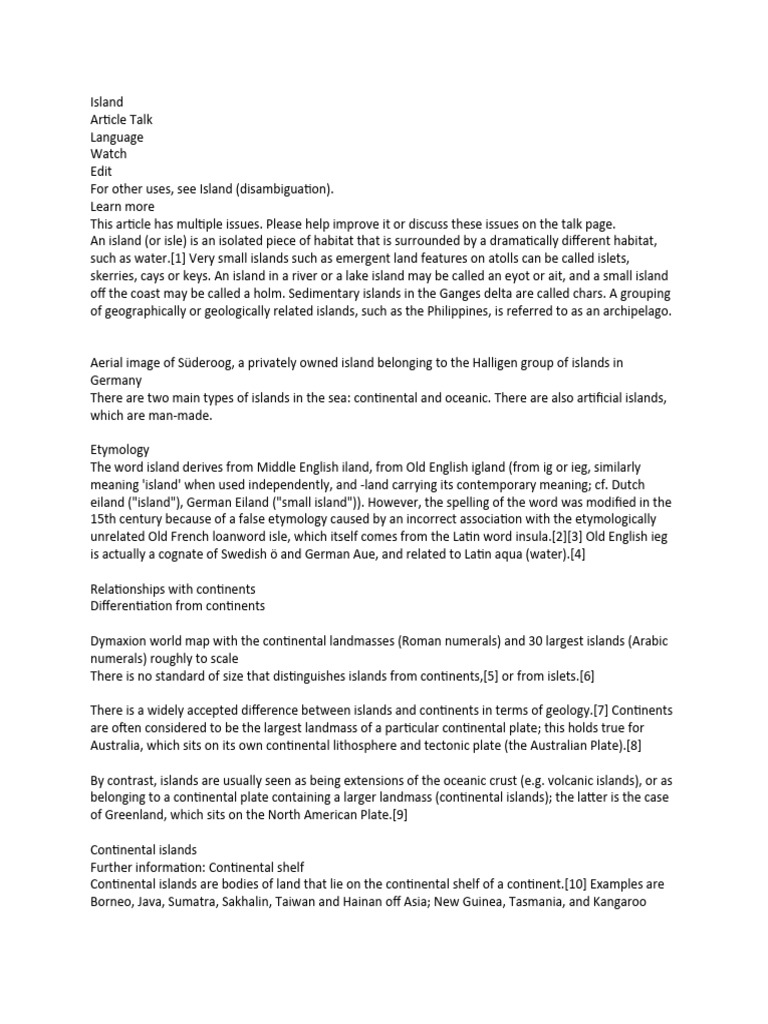 Islands 01 | PDF | Island | Coastal Geography