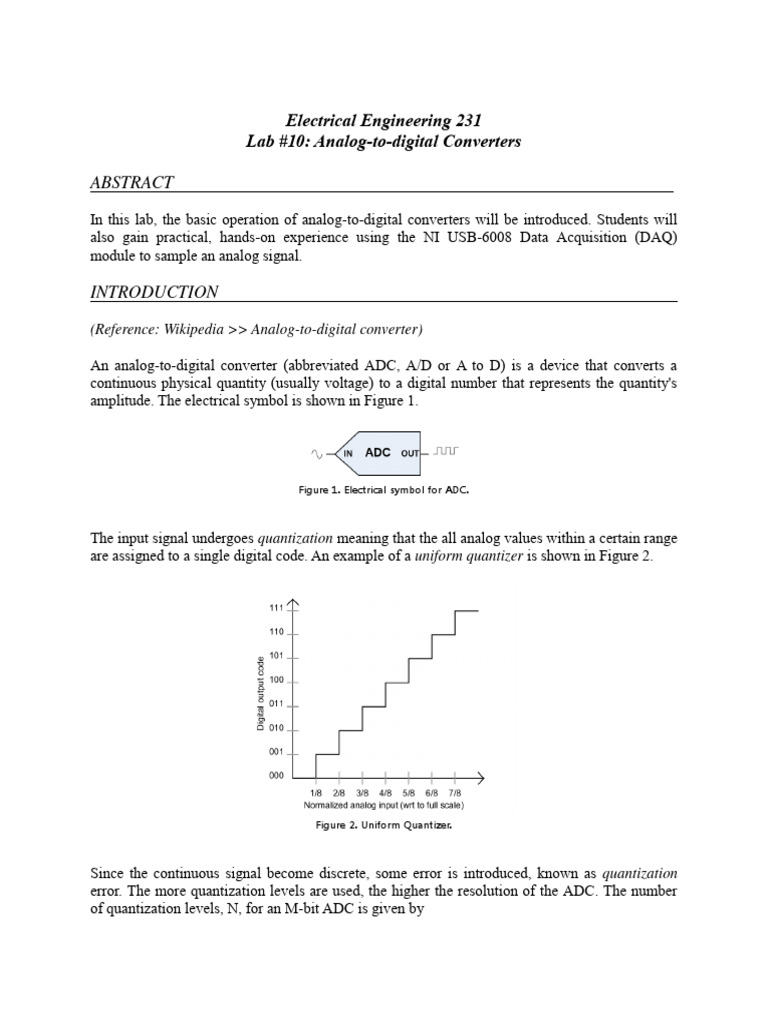 Lab 10 Analog To Digital Converters | PDF | Analog To Digital Converter | Sampling (Signal ...
