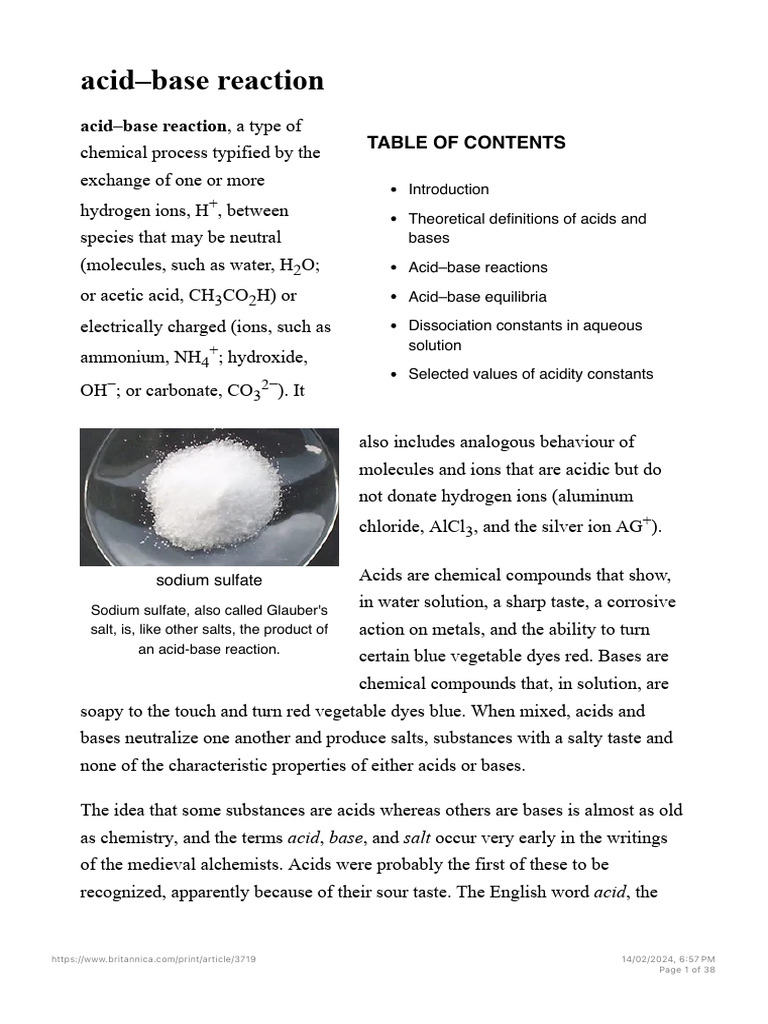 Acid-Base Reactions and Definitions | PDF | Acid | Ammonium