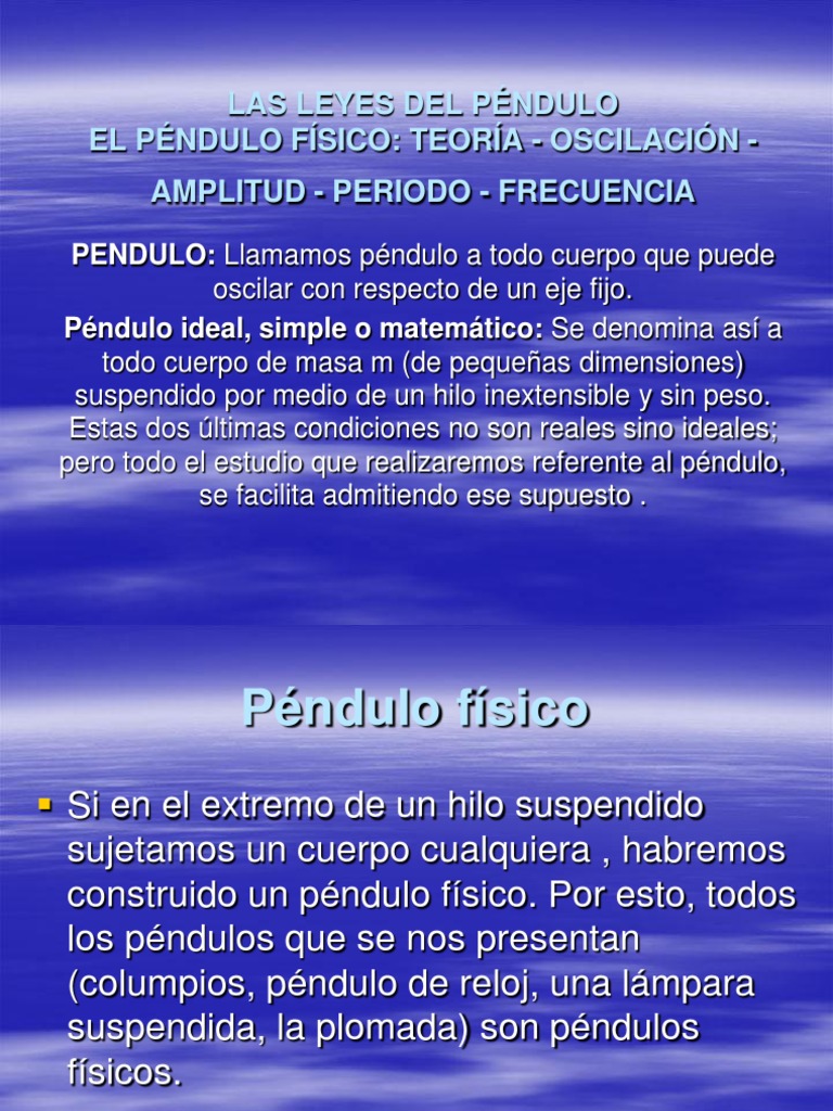 Las Leyes Del Péndulo | PDF | Péndulo | Gravedad