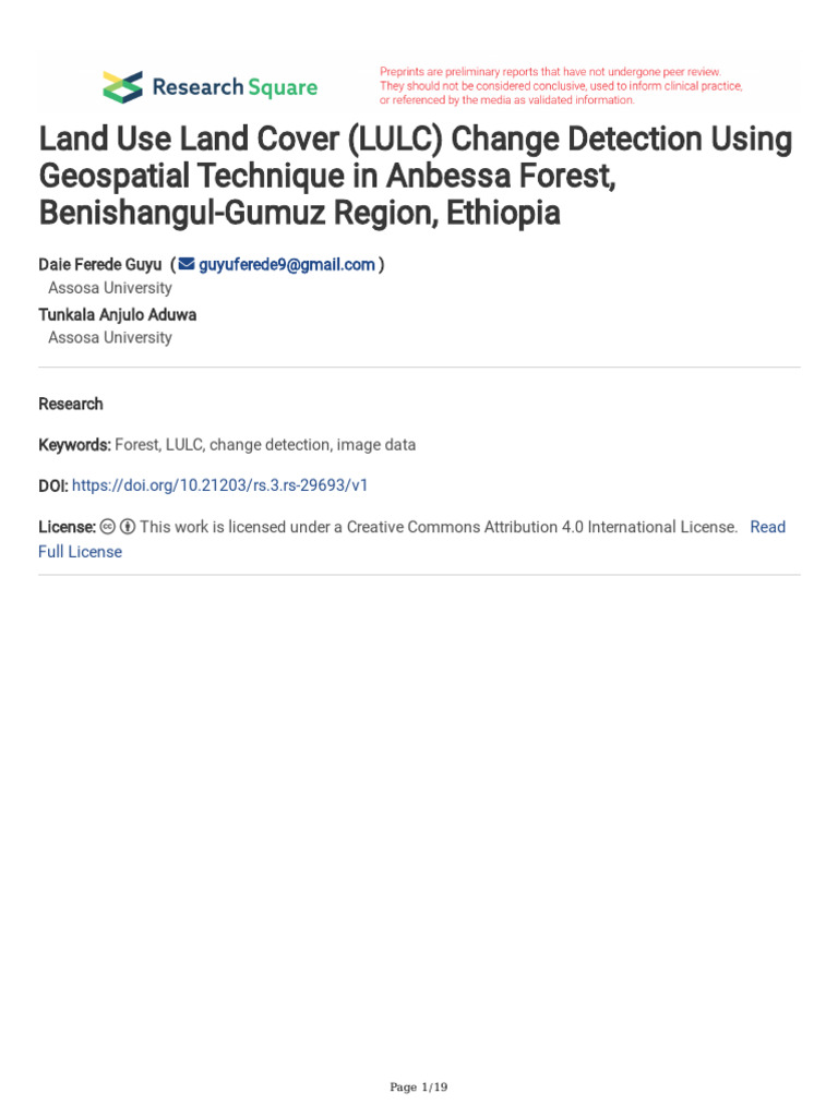 Land Use Land Cover LULC Change Detection Using Ge | PDF | Deforestation | Natural Environment