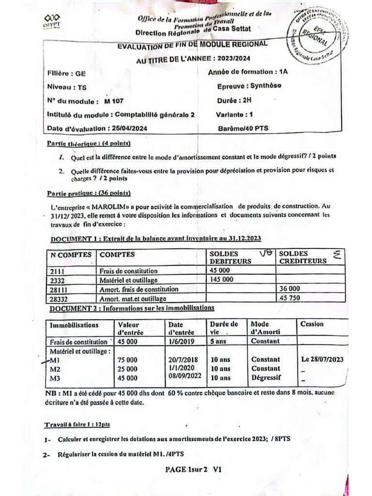 EFM Compta 2 Casa 2024 | PDF