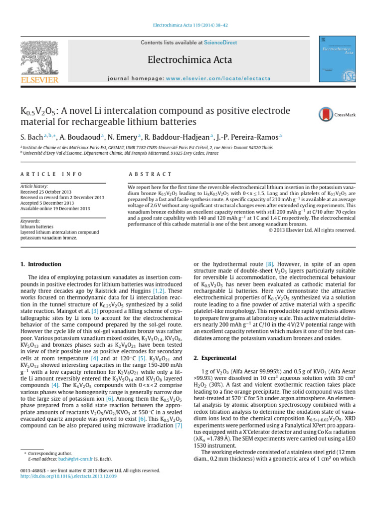 K0.5V2O5: A Novel Li Intercalation Compound As Positive Electrode ...