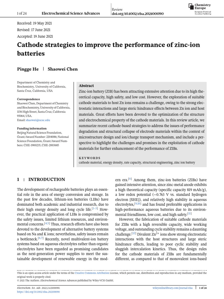 Cathode Strategies To Improve The Performance of Z | PDF | Lithium Ion ...