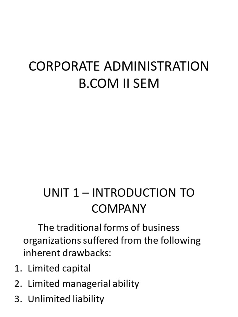Unit 1- Introduction to Company (1) | PDF | Companies | Legal Liability