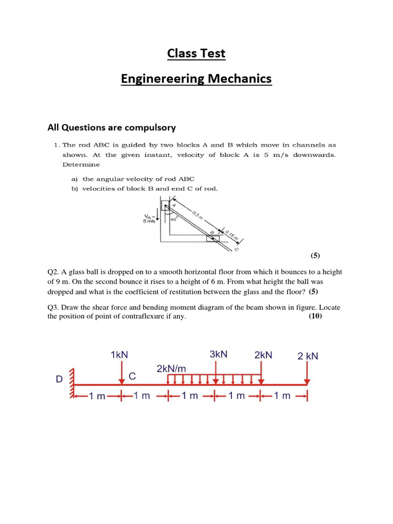 Engineering Mechanics Questions | PDF