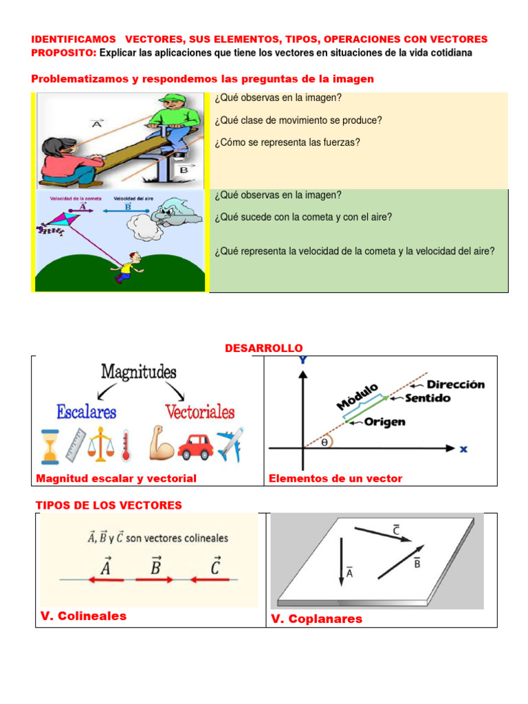 Sesion 5.1.C.T. 5°. Los Vectores 2024 | PDF | Vector Euclidiano | Velocidad