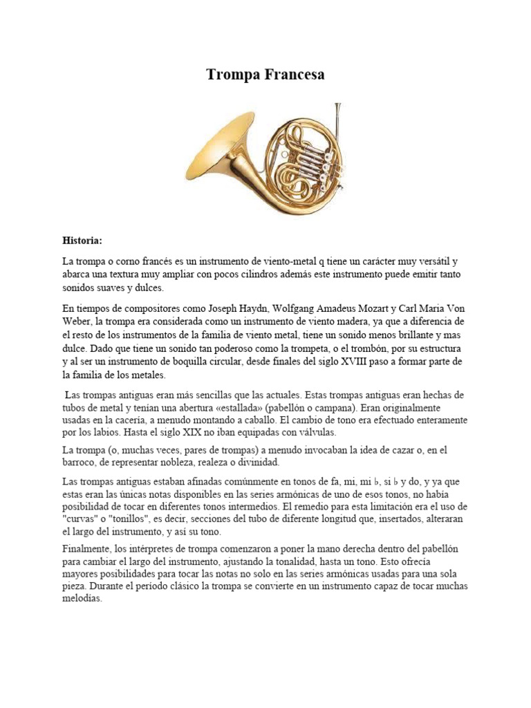Trompa Francesa | Descargar gratis PDF | Cuerno francés | Trompeta